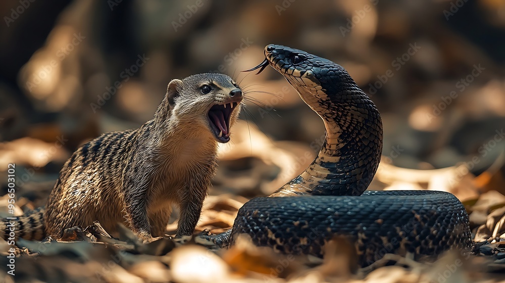 Asian mongoose fights with an aggressive cobra in the wild natural ...