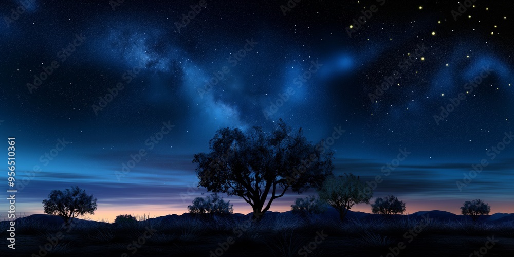 The majestic night sky filled with a multitude of stars and the Milky ...