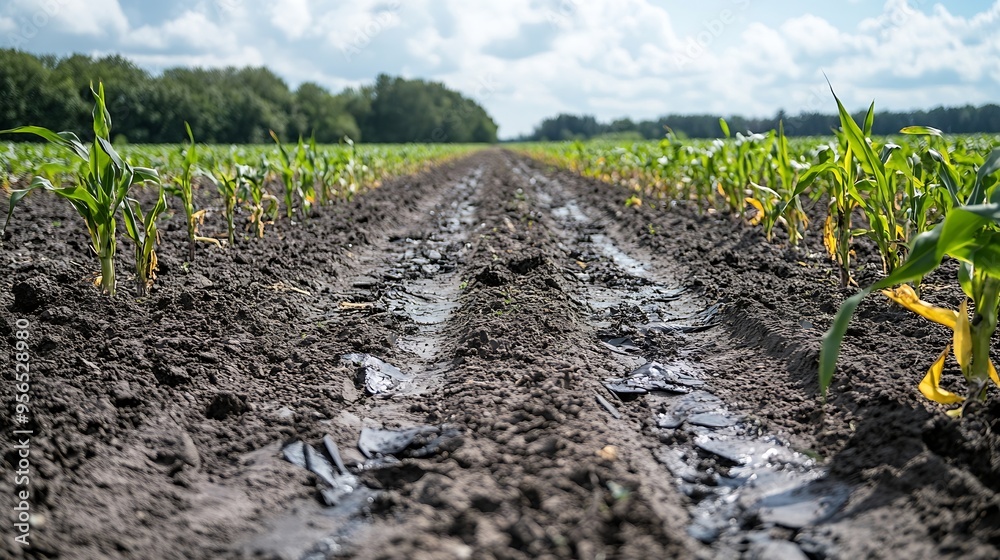 Crop damage in a field using the example of a maize field devastated by ...