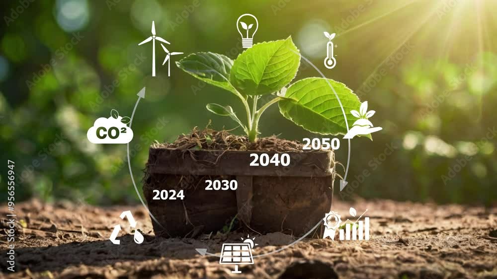 Net zero emission and carbon neutral concept with Net zero icons In ...