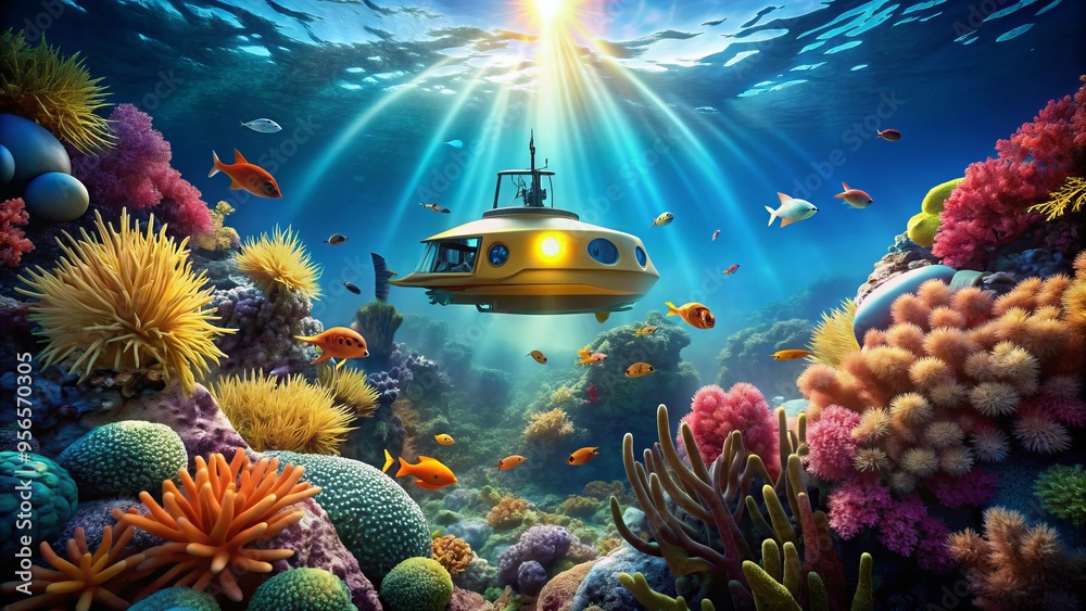 Vibrant deep-sea submersible explores an underwater world of coral ...