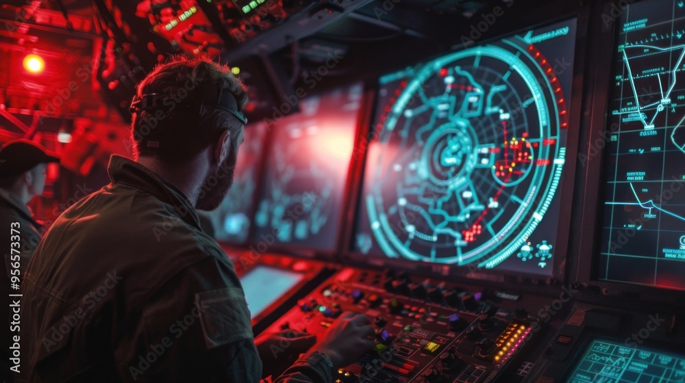 Missile Defense System - Control panel of the missile defense system ...