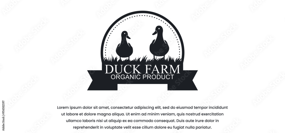 duck logo design, farm animal vector illustration concept on white ...