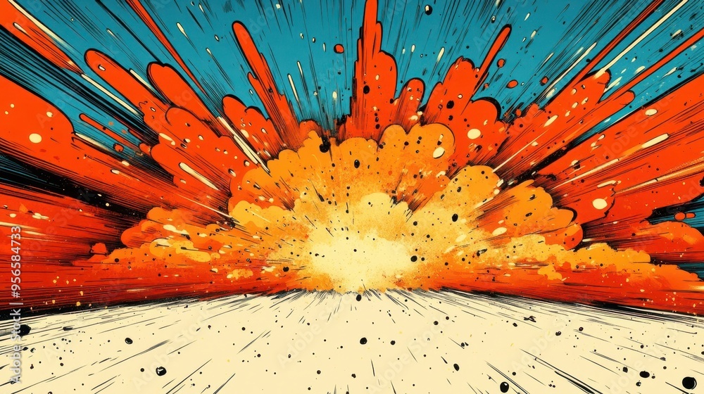 dynamic comic book action explosive bursts and speed lines on white ...