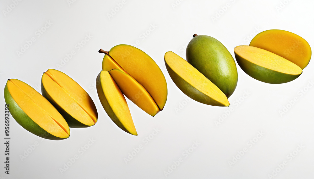 Mango, isolated, white background, fresh fruit, ripe mango, tropical ...