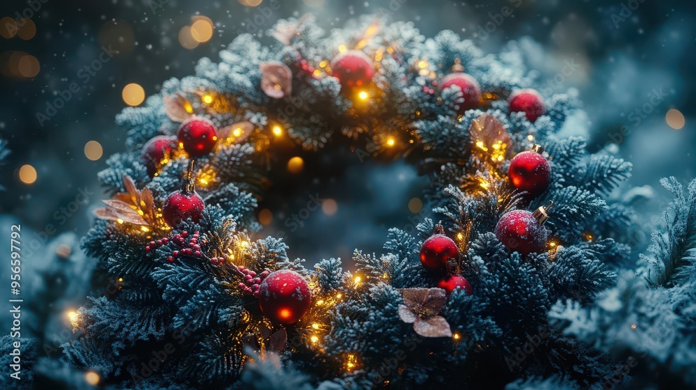 enchanted winter solstice wreath living evergreen circle with animated ...