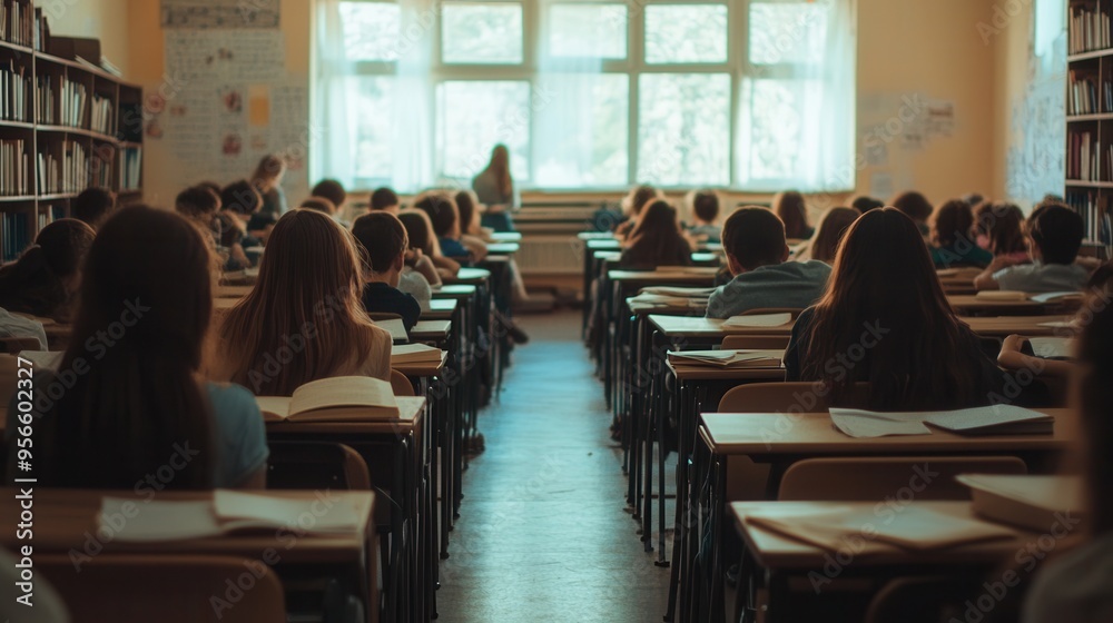 Students are packed into a classroom, engaging with outdated ...