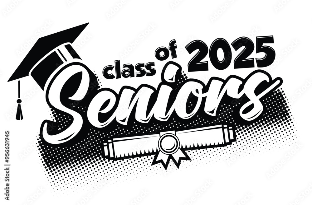 Lettering Seniors class of 2025 for greeting, invitation card. Text for ...