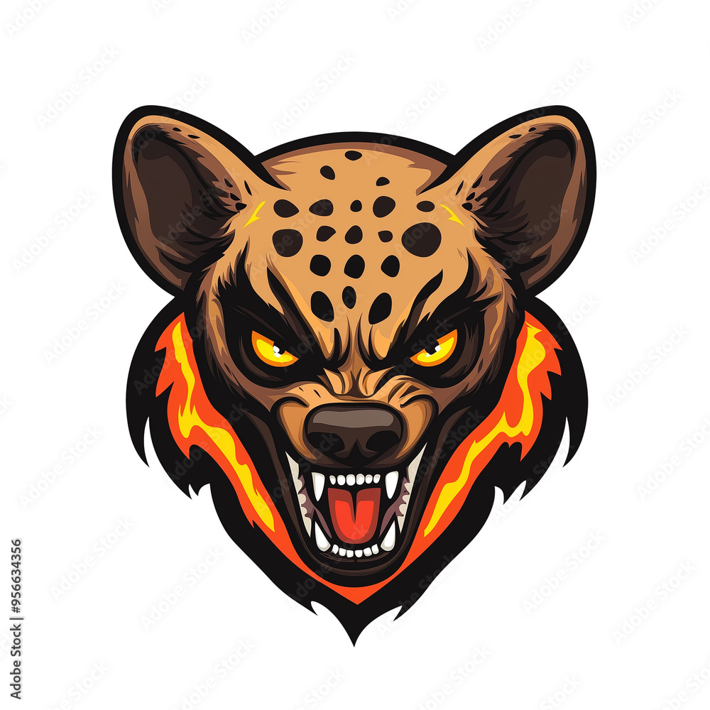 angry furious hyena mascot esport gaming logo with fire isolated on ...