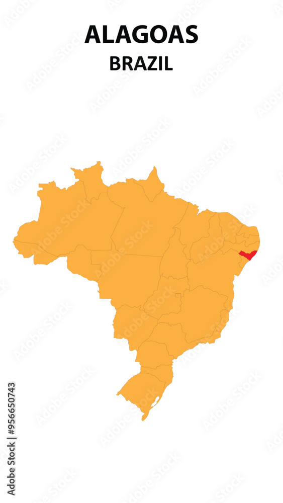 Alagoas Map is highlighted on the Brazil map with detailed state and ...