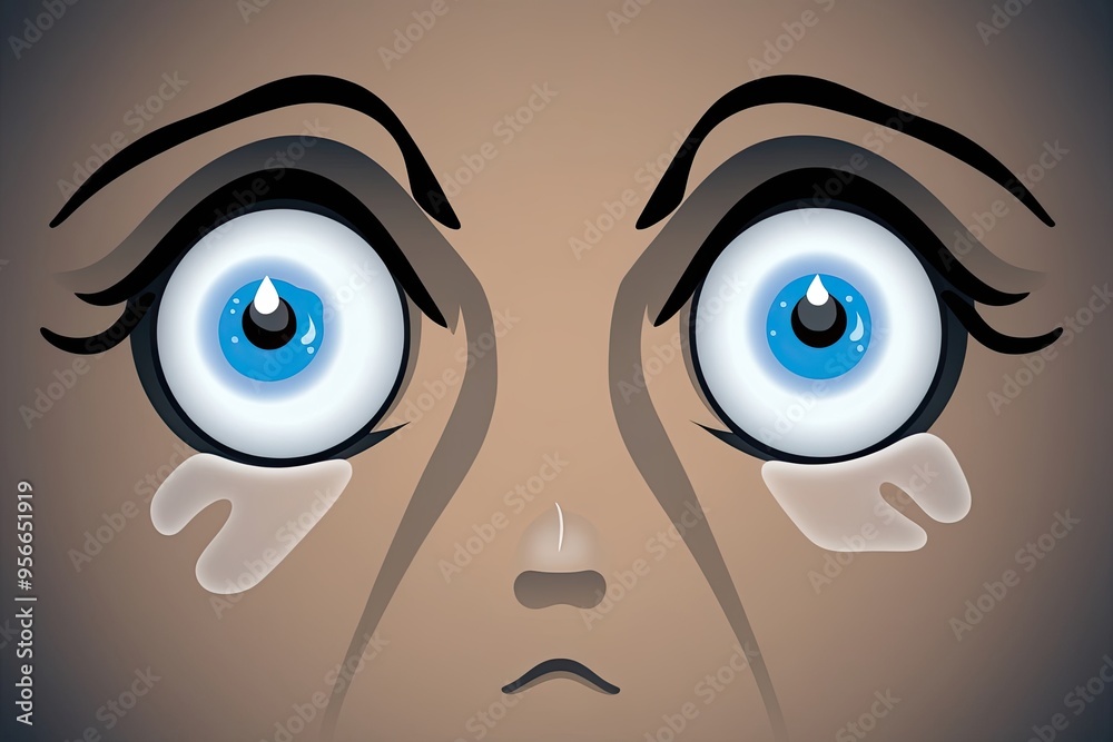 Emoticon of Tearful Eyes Signifying Sadness and Distress Stock ...