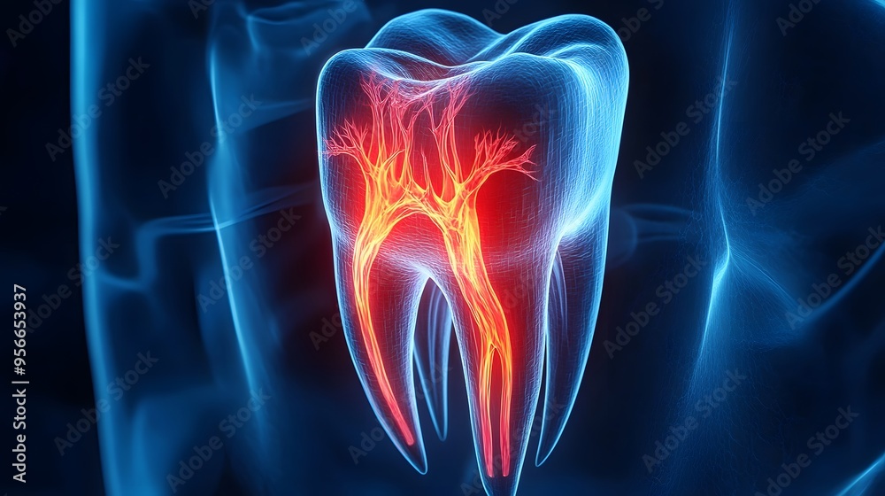 Inflamed Dental Nerve Illustration: A visual representation of an ...