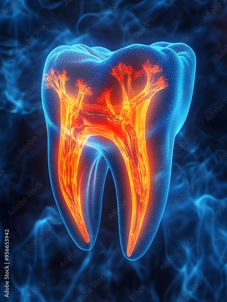 Inflamed Dental Nerve Illustration: A visual representation of an ...