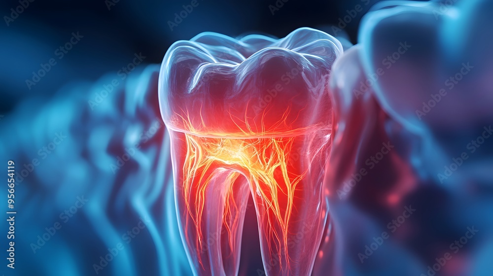 Inflamed Dental Nerve Illustration: A visual representation of an ...