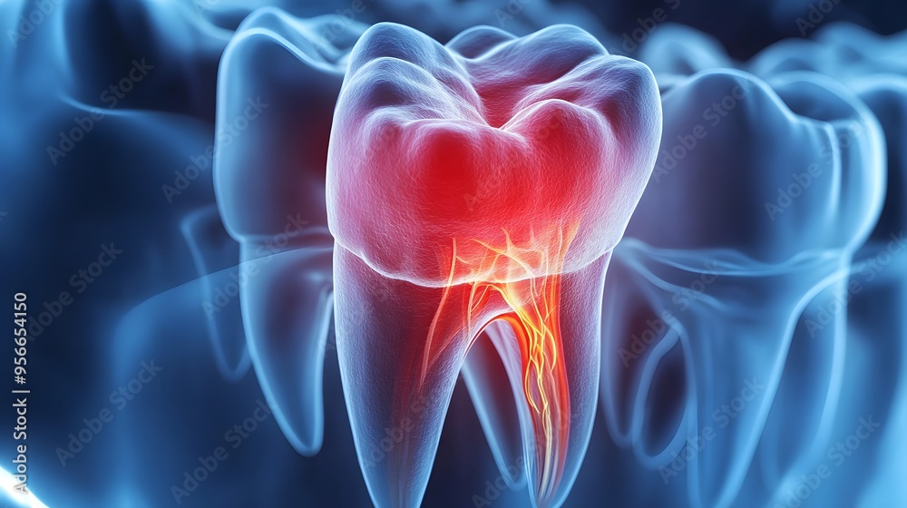 Inflamed Dental Nerve Illustration: A visual representation of an ...