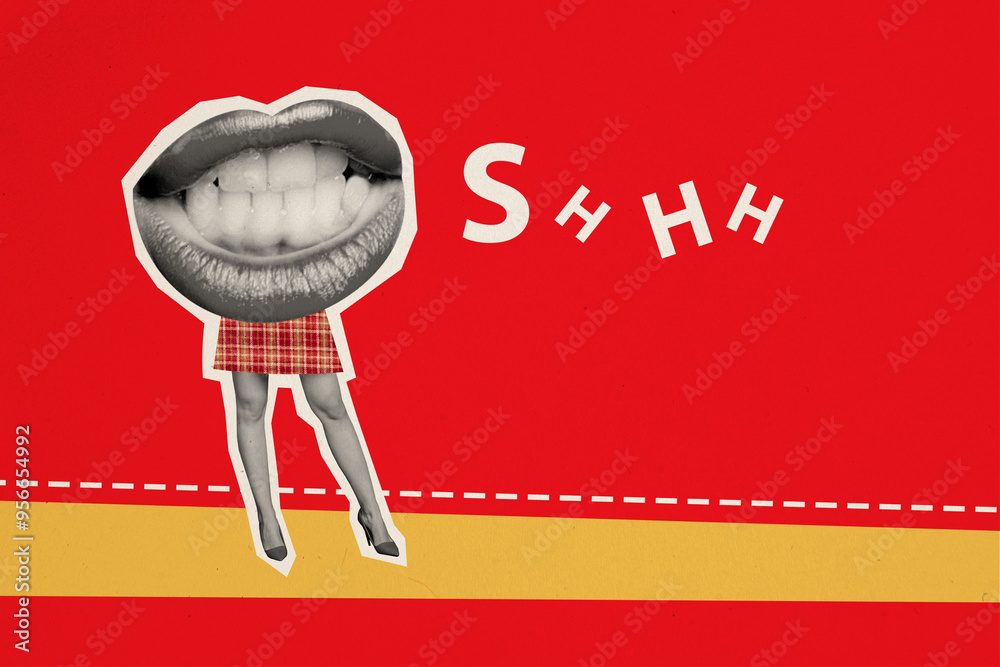 Composite trend artwork sketch image photo collage of bright color ...