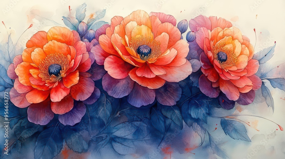 interdimensional botanical garden watercolor flowers from different ...