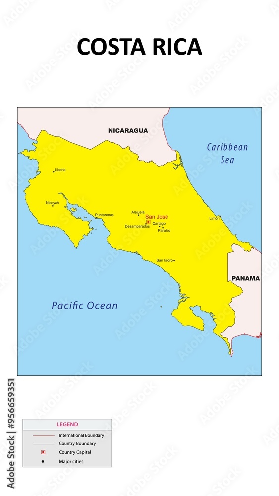 Costa Rica Map. Major cities in Costa Rica. Political map of Costa Rica ...