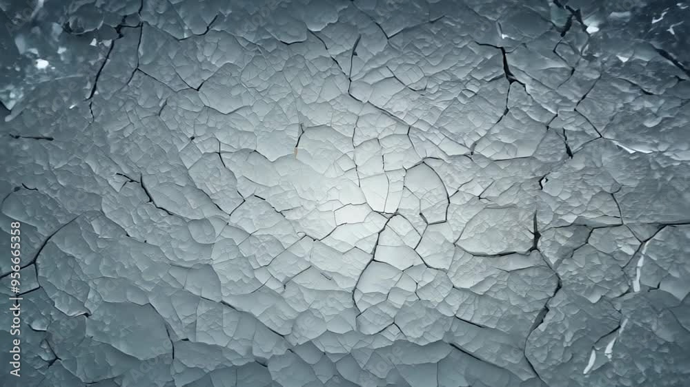 textured, cracked ice surface displaying intricate patterns of fissures ...
