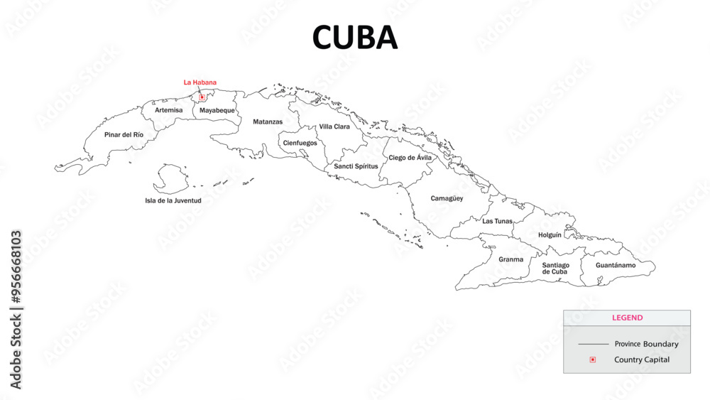 Cuba Map. State and district map of Cuba. Administrative map of Cuba ...