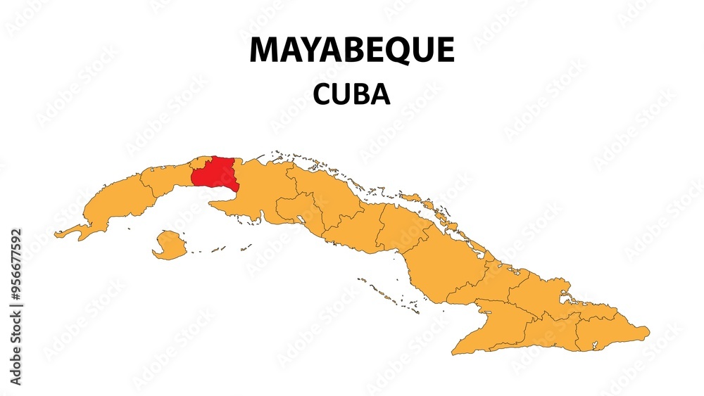 Mayabeque Map is highlighted on the Cuba map with detailed state and ...