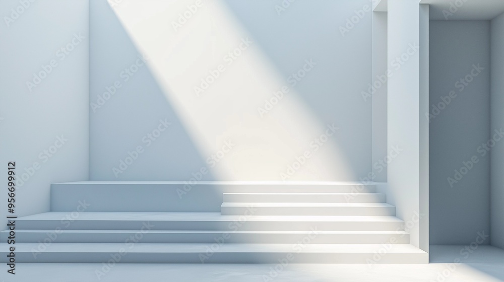 Minimalist Abstract White Background with Soft Shadows and Light ...