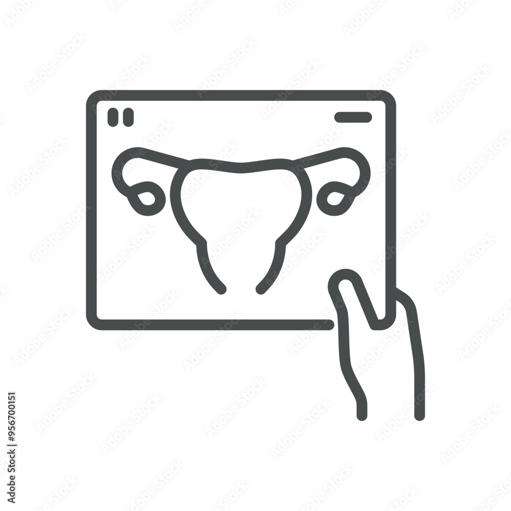 Female Health Check-Up Icon. Simple Line Illustration of Uterus X-Ray ...