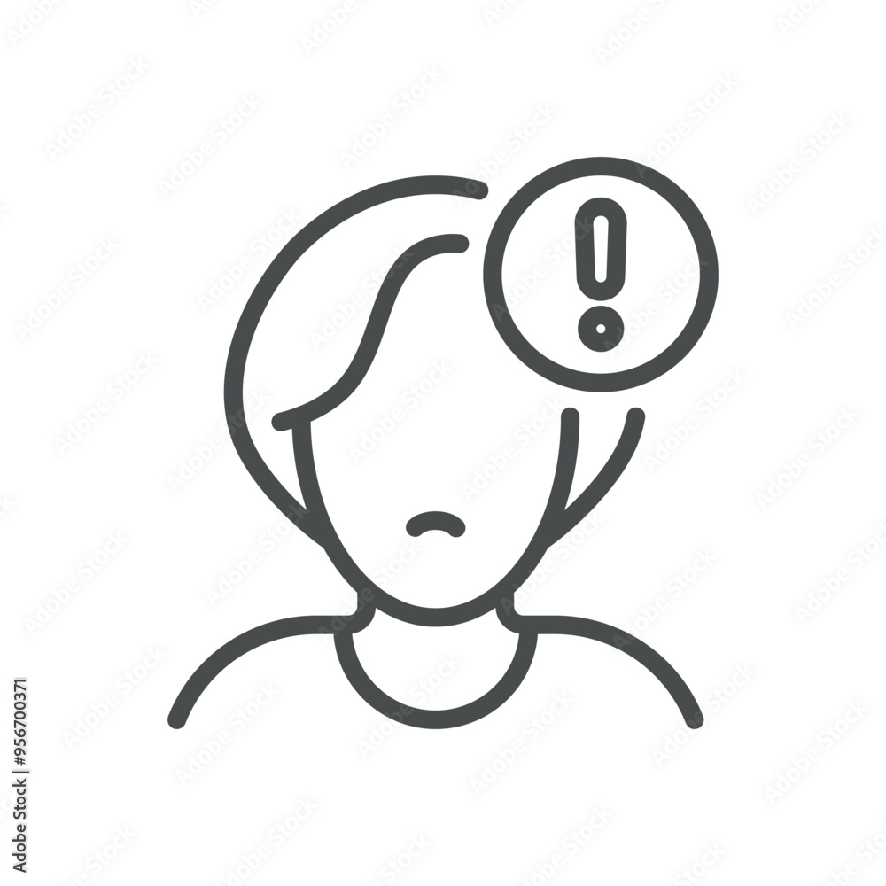 Concentration Problem Icon. Simple Line Illustration of a Woman with an ...
