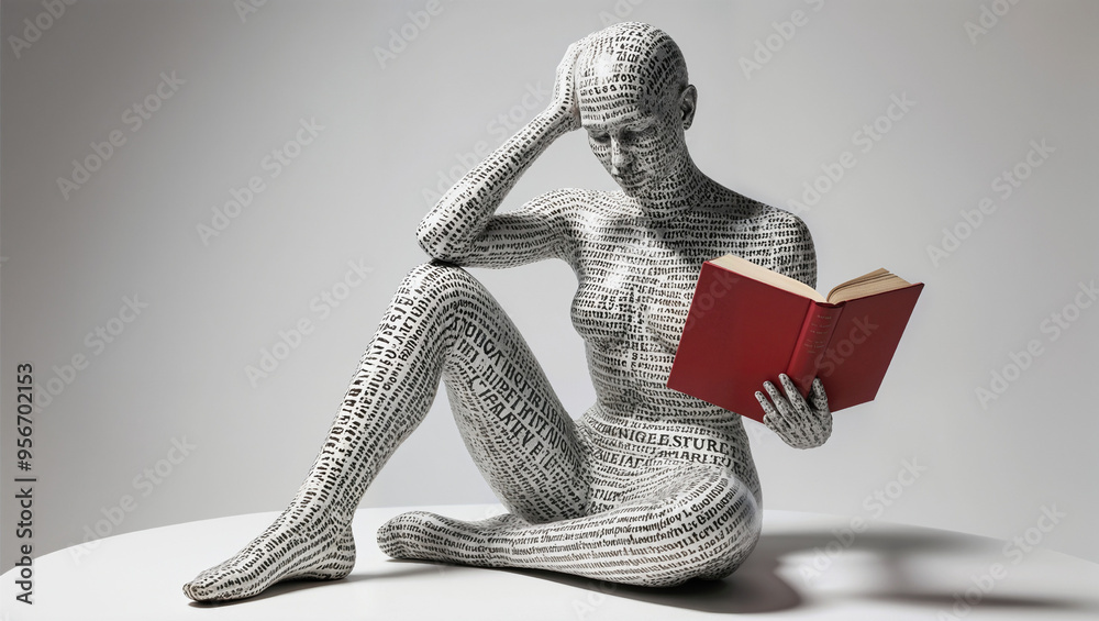 Artistic Realistic Editorial Sculpture of a Human Figure Covered in ...