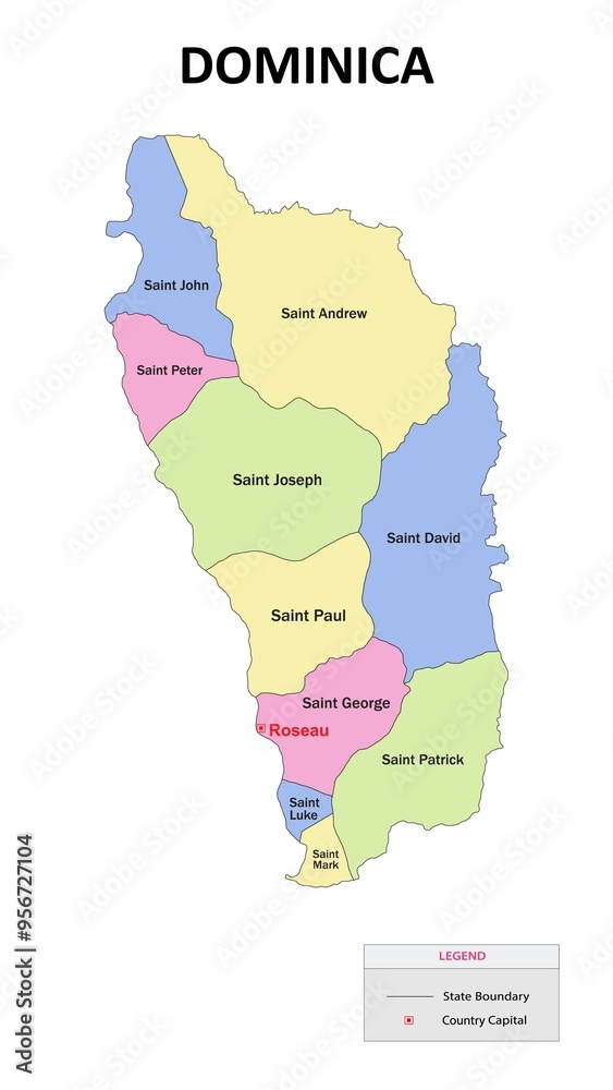 Dominica Map. State map of Dominica. State map of Dominica in colour ...