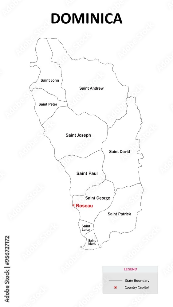 Dominica Map. State and district map of Dominica. Administrative map of ...
