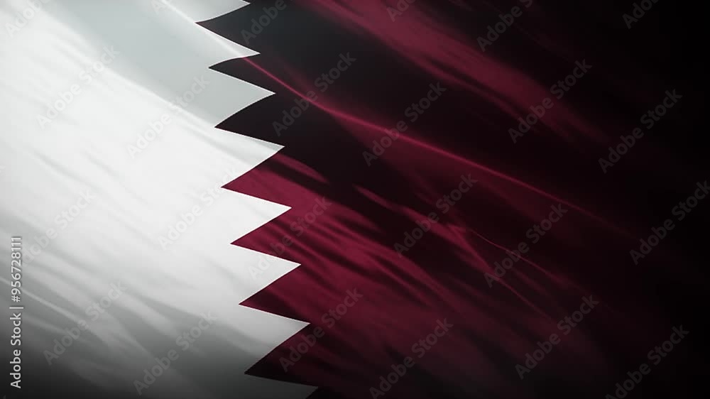 Qatar Flag Waving in Full 4K Resolution. Realistic Closeup of the Qatar ...