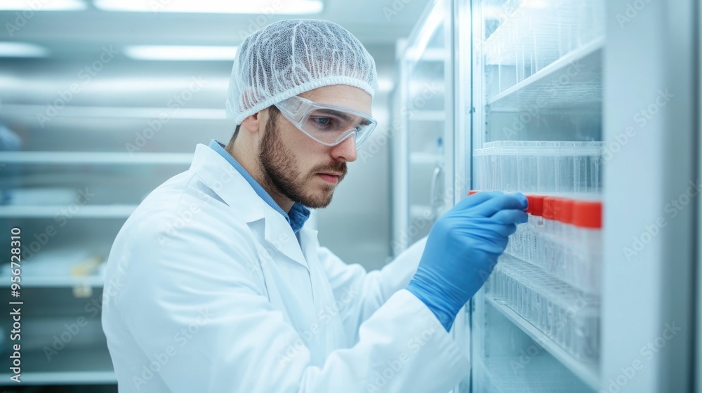 Scientist Preparing Various Samples and Conducting Experiments in a ...
