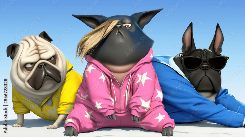 3D cartoon animation characters of animal team gangster on adventure ...