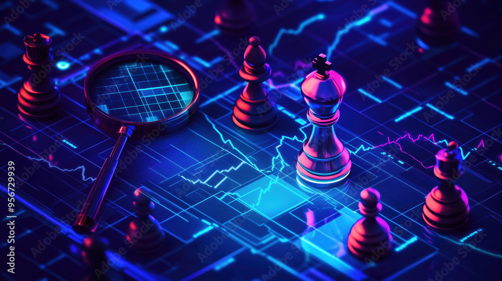 High technology digital isometric graph map chess board with location ...