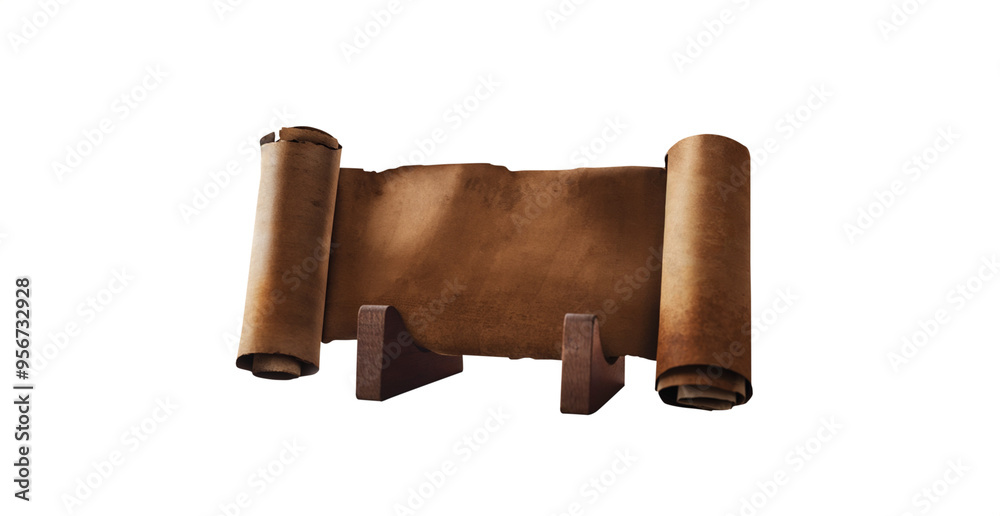 Ancient Opened Scroll cutout. Medieval old papyrus or parchment ...