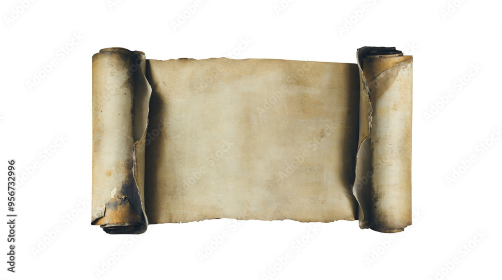 Ancient Opened Scroll cutout. Medieval old papyrus or parchment ...