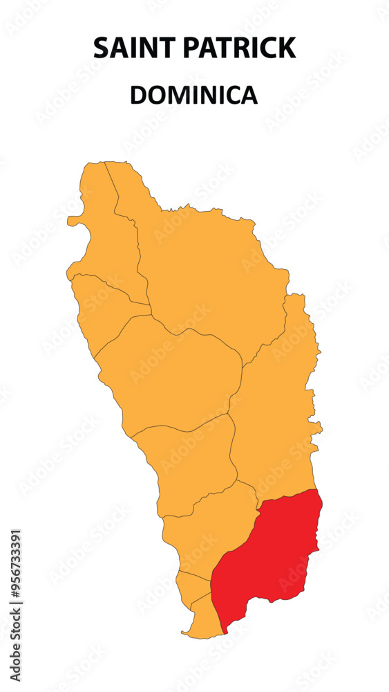 Saint Patrick Map is highlighted on the Dominica map with detailed ...