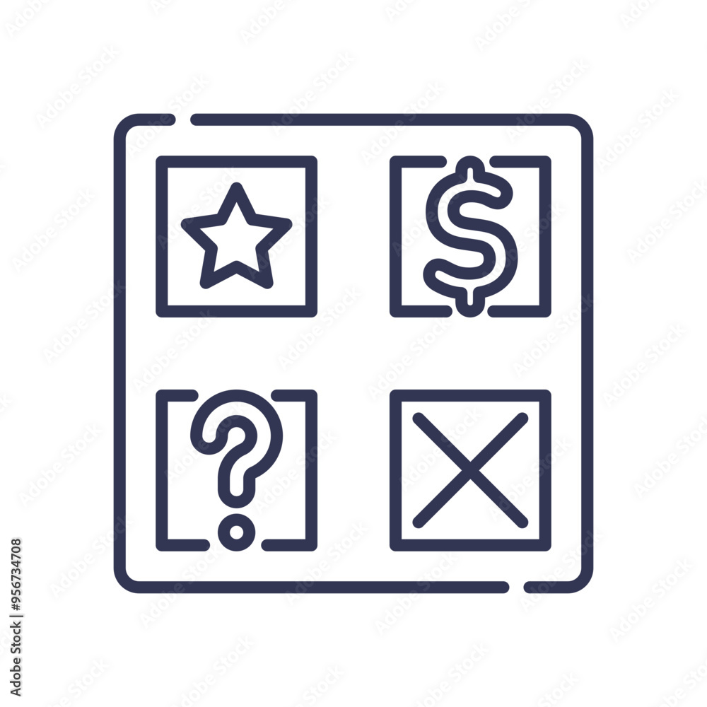BCG Matrix diagram with star, dollar sign, question mark, and cross ...