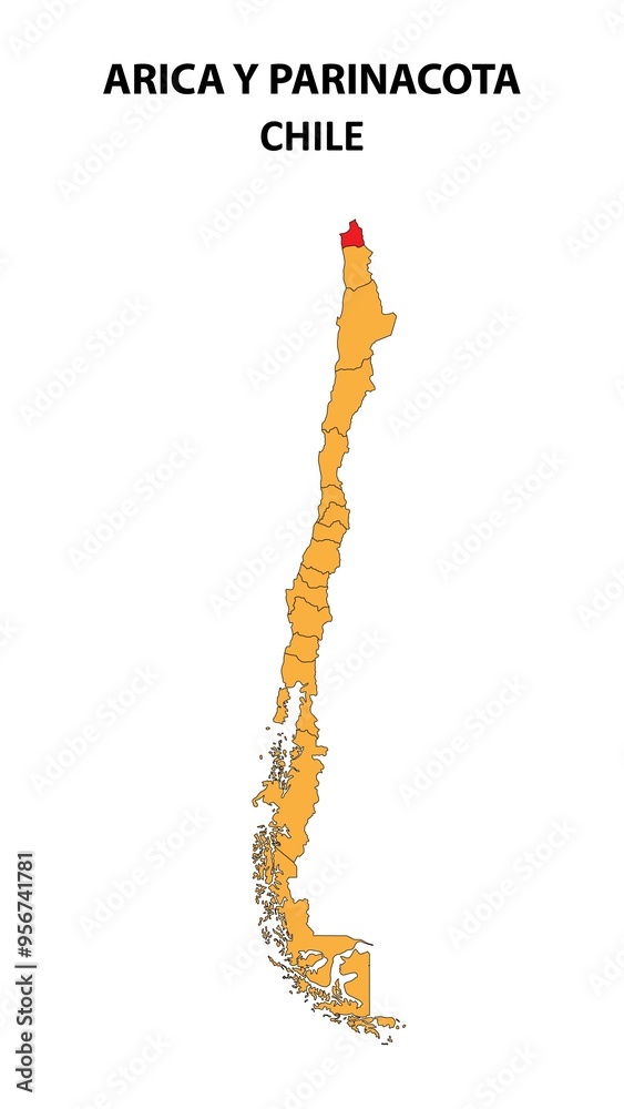 Arica y Parinacota Map is highlighted on the Chile map with detailed ...