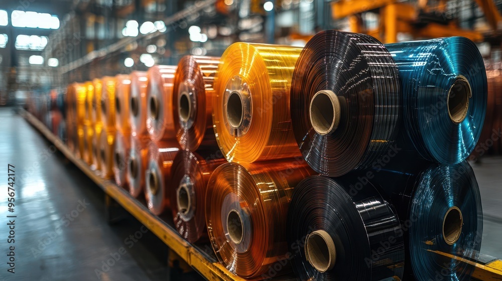 rolls of various polyethylene films in different widths and ...