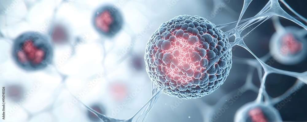 Detailed view of a nucleus under electron microscopy, with visible ...