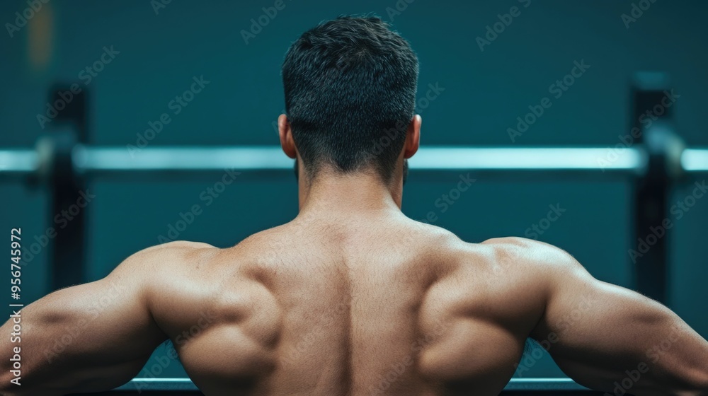 Fatigued Weightlifter Resting on Bench After Intense Workout with ...