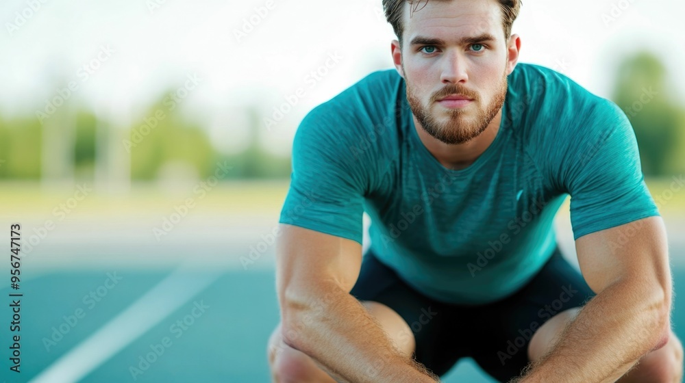 Athlete with a hip flexor strain doing stretching exercises to promote ...