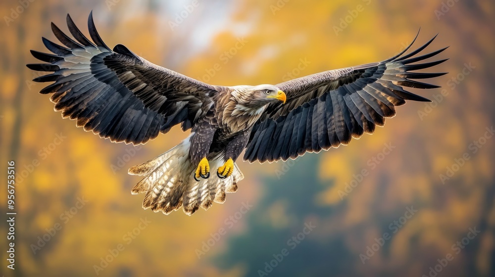 White Tailed Eagle (Haliaeetus albicilla) in flight. Also known as the ...