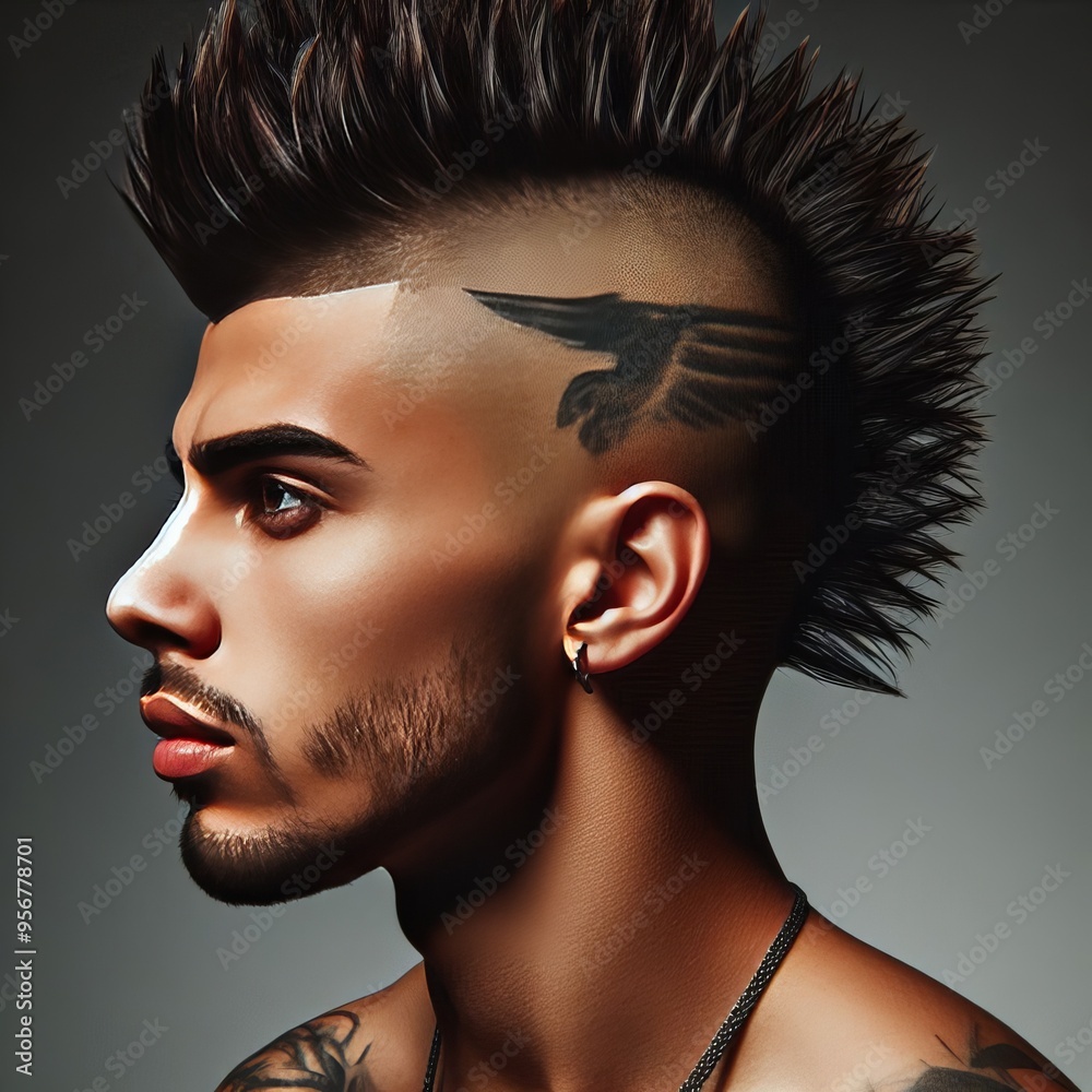 132 Mohawk A bold and edgy hairstyle where the sides of the head Stock ...