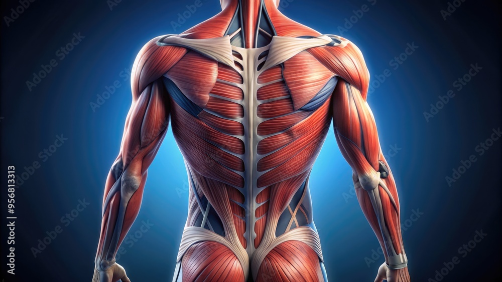 A detailed illustration of the lower back muscles, showcasing the ...