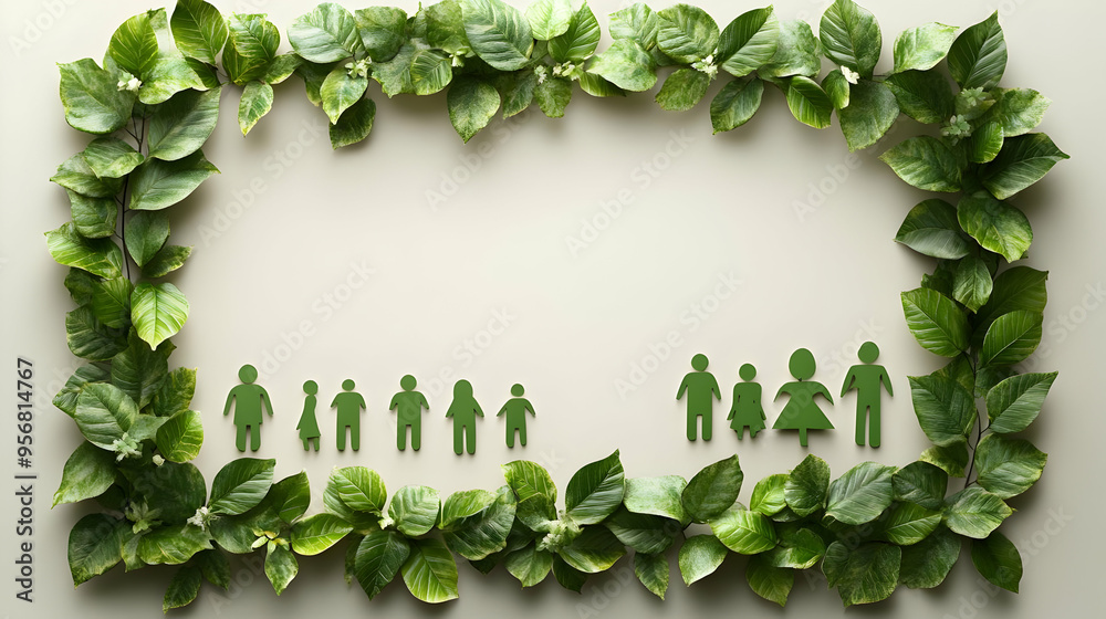 3D Family Diversity Leaf Frame with Growth Text concept as A natural ...