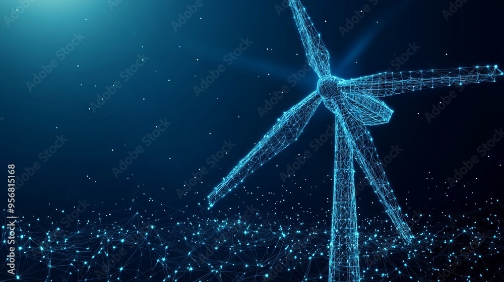 Wind Energy. Wind turbine farm. Sustainable or Green power concept ...