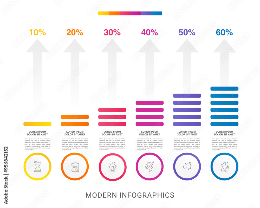 Presentation of modern vector infographic. Business template with 6 ...